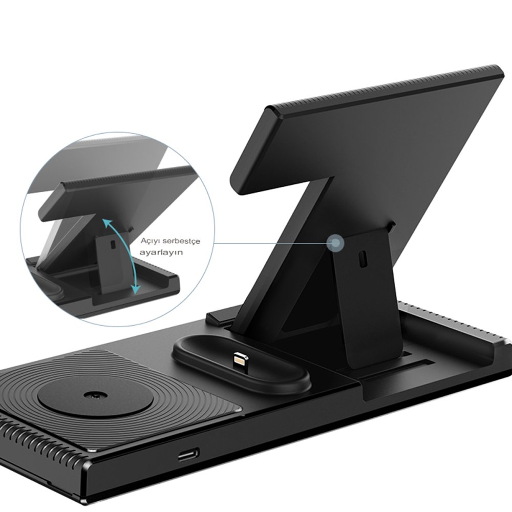 Yesido DS13 4in1 18W Masaüstü Kablosuz Şarj Standı - Siyah